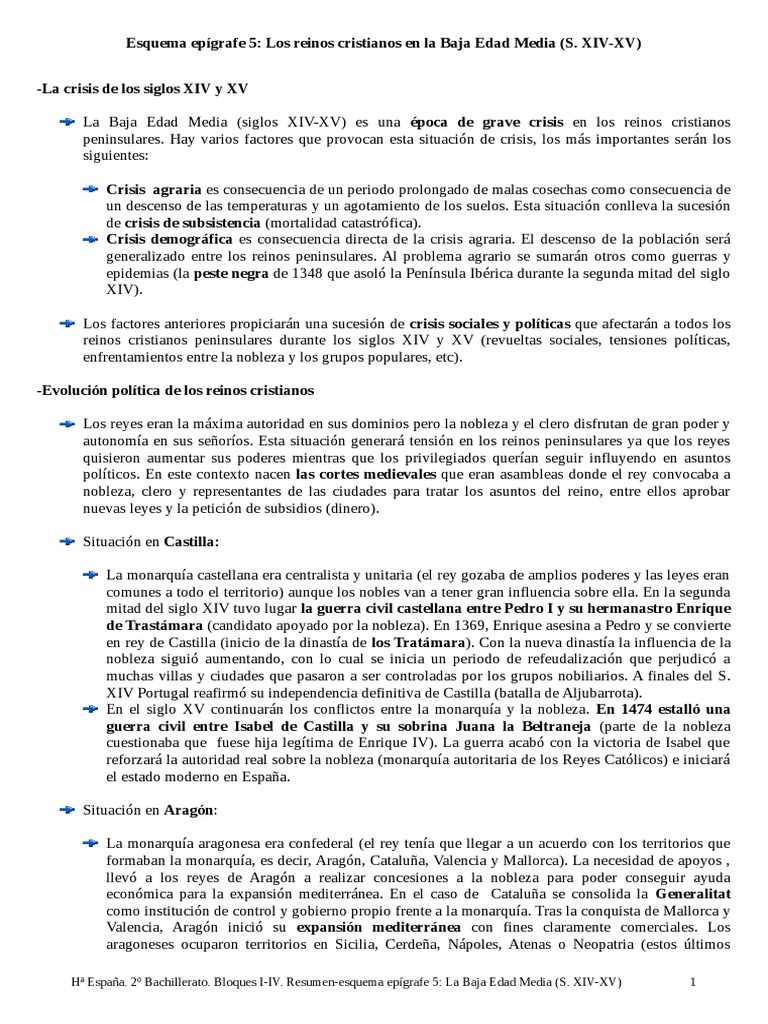 Resumen Epígrafe 5 Baja Edad Media | PDF | Edades medias | Nobleza