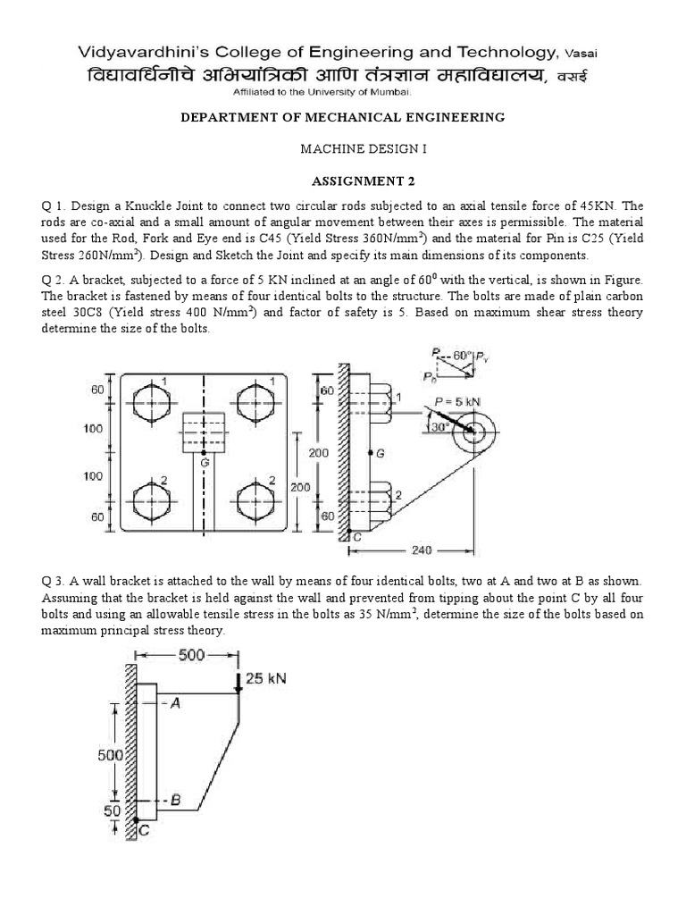 Design of Mechanical Components Subjected to Tensile and Shear Forces ...