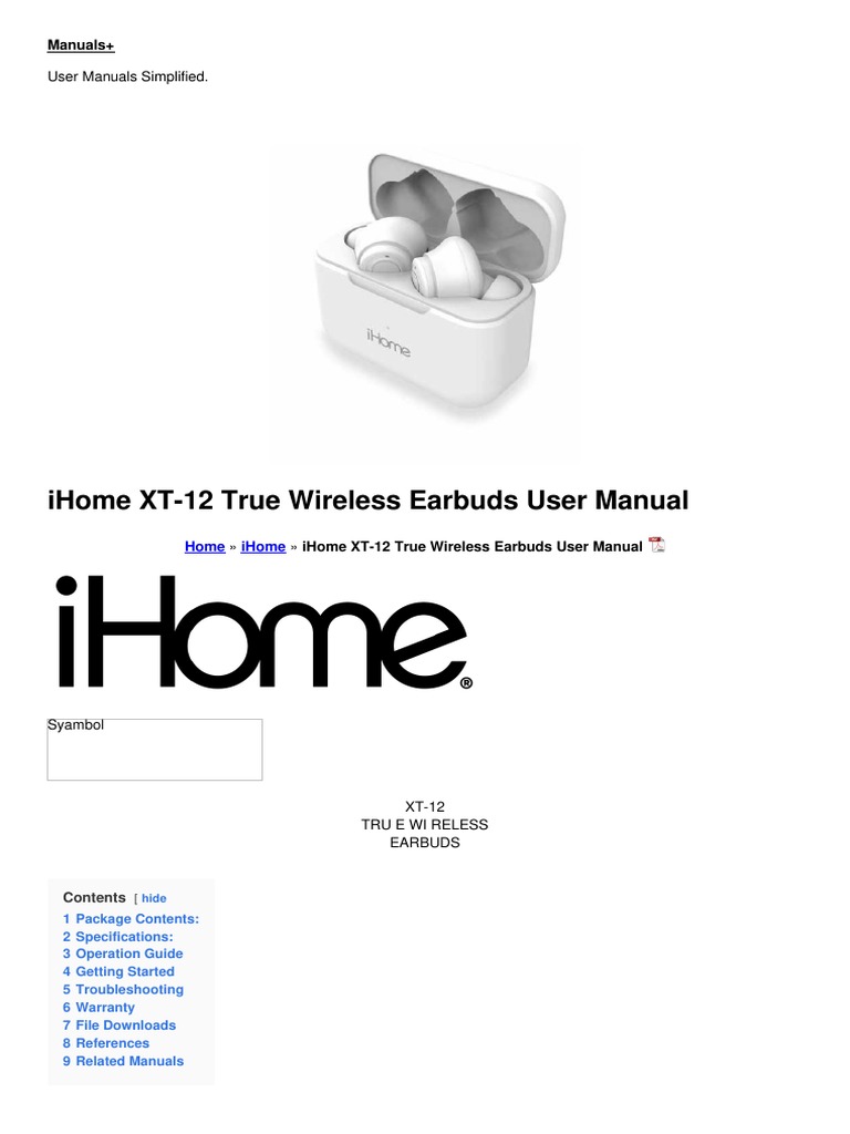 XT 12 True Wireless Earbuds Manuall | PDF | Headphones | Radio