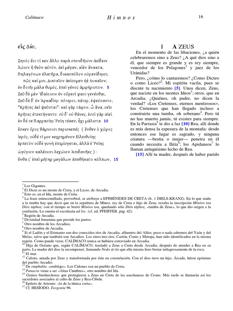 Himno A Zeus | PDF | Zeus | Religión Griega Antigua