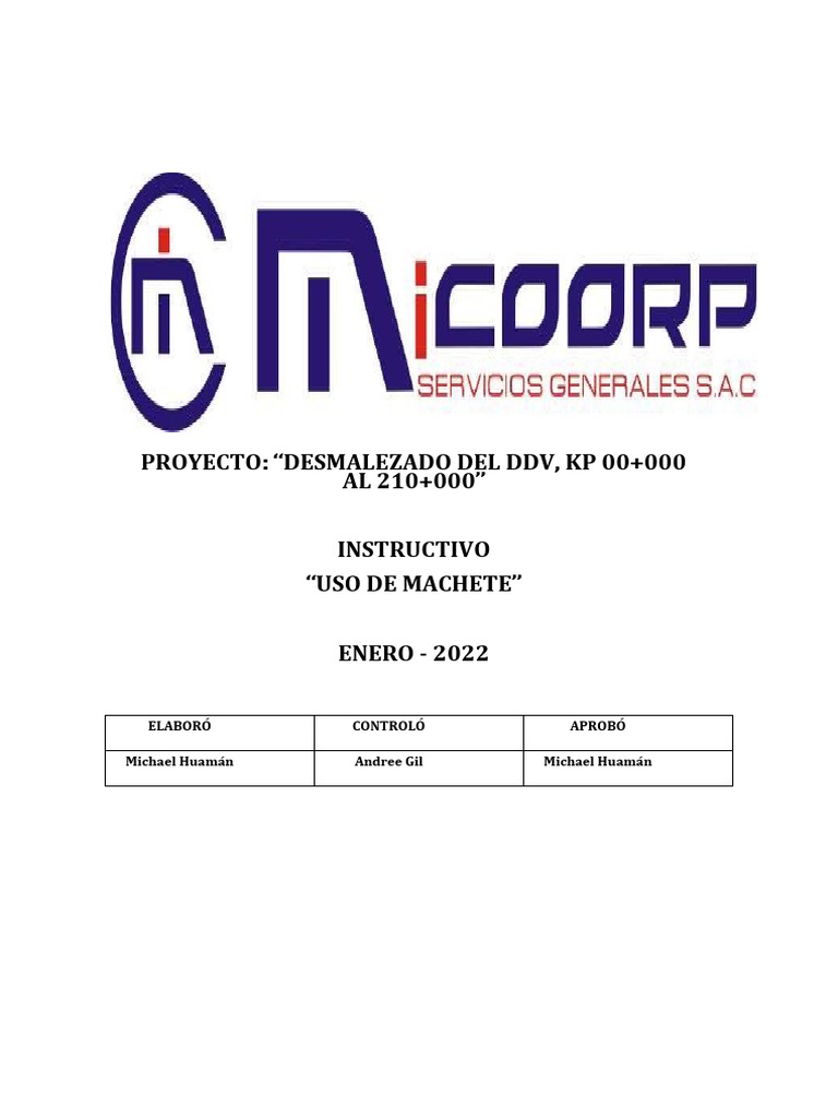 Código MICO-INST-002 - USO DEL MACHETE | PDF