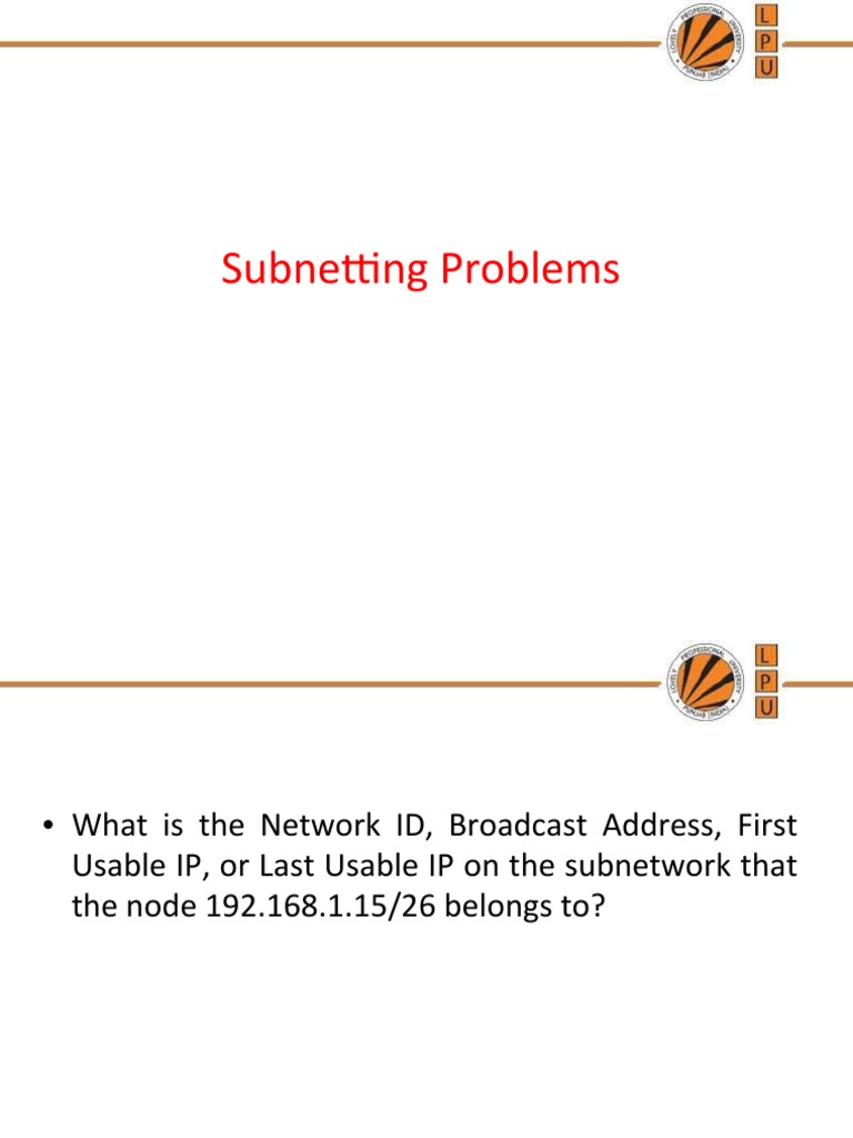Subnetting Problems Pdf Ip Address Computer Architecture