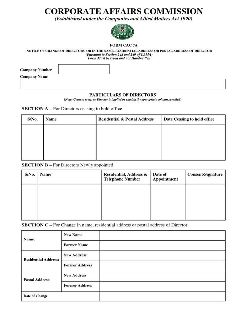 Modified Form Cac 7a | PDF | Government