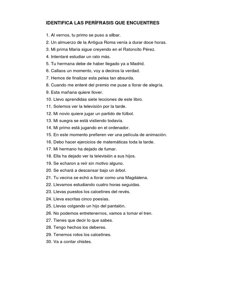 Ejercicio Perífrasis Verbales (Ii) | PDF | Verbo