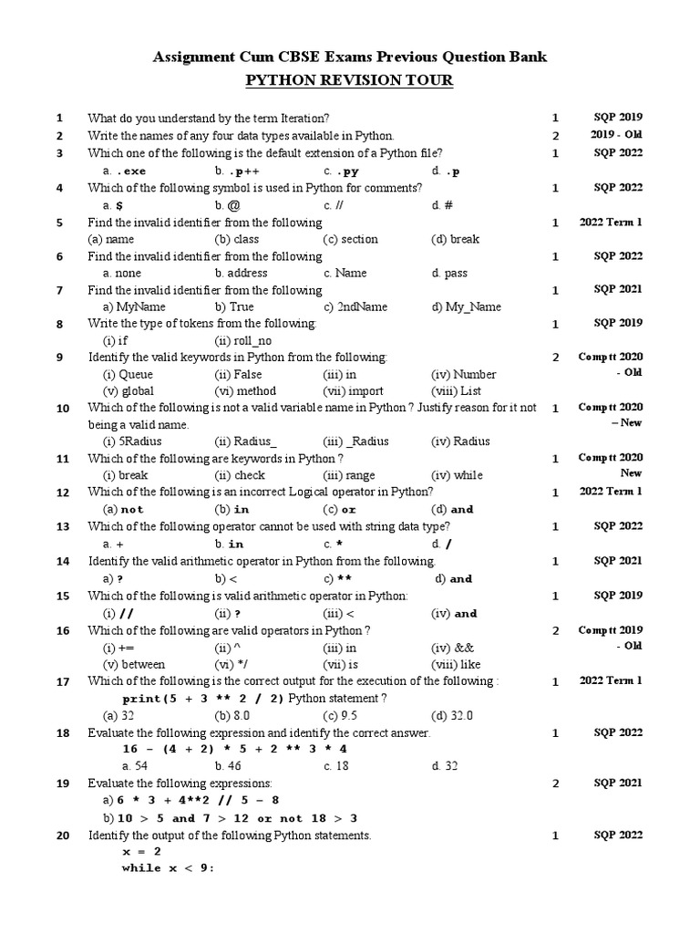 1 Question Bank CBSE | PDF | Parameter (Computer Programming) | Scope ... 1 Question Bank CBSE | PDF | Parameter (Computer Programming) | Scope ...