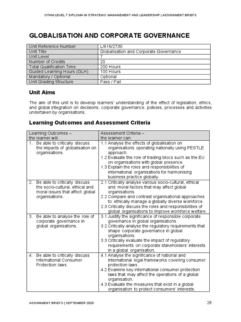 Assignment - Globalization and Corporate Governance | Download Free PDF ...