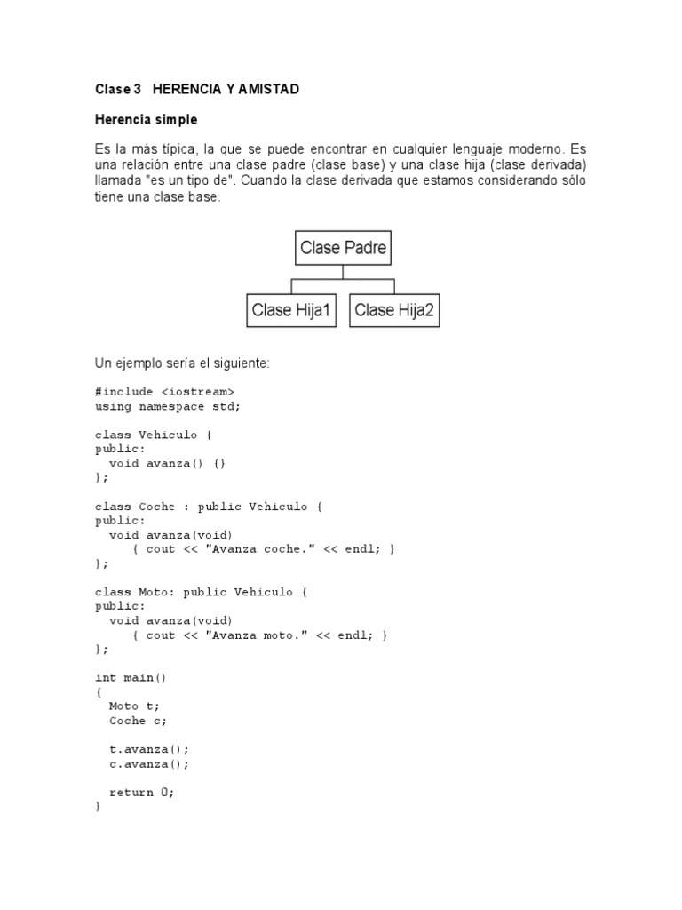 Clase 3 HERENCIA Y AMISTAD | PDF | Herencia (Programación Orientada a ...