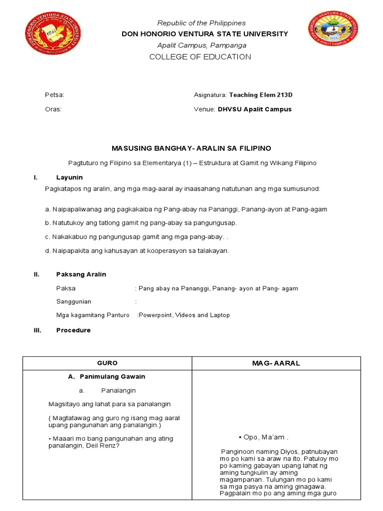 Banghay-Aralin TE - 213D | PDF