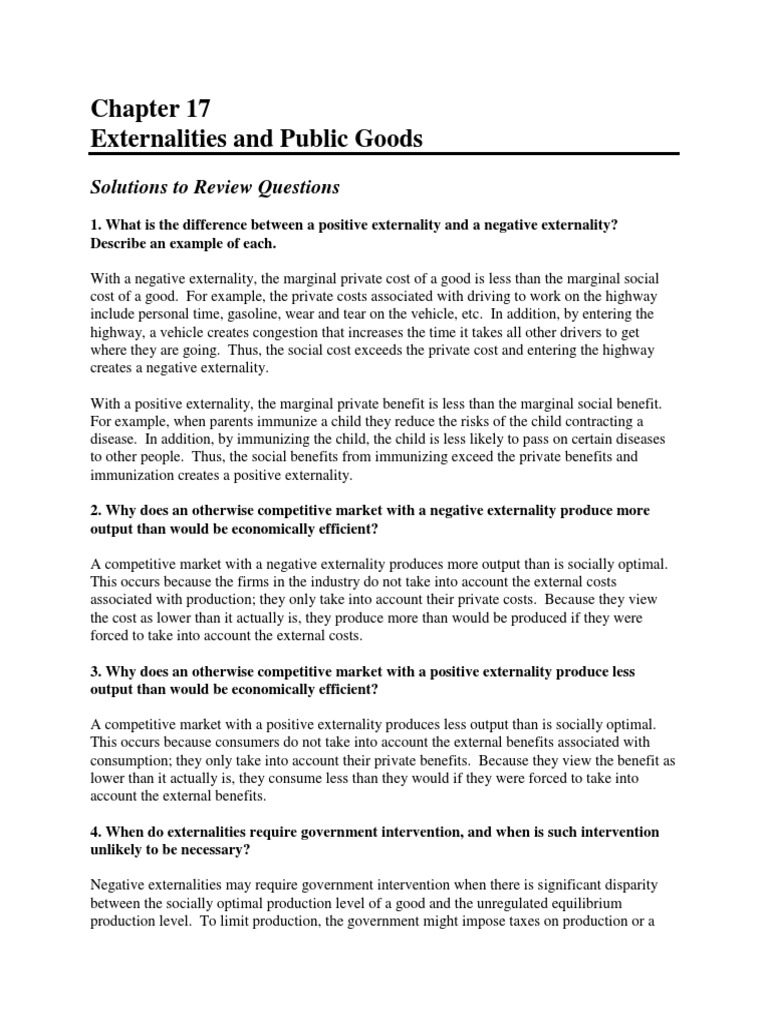 Externalities and Public Goods Explained | PDF | Cost Of Living ...