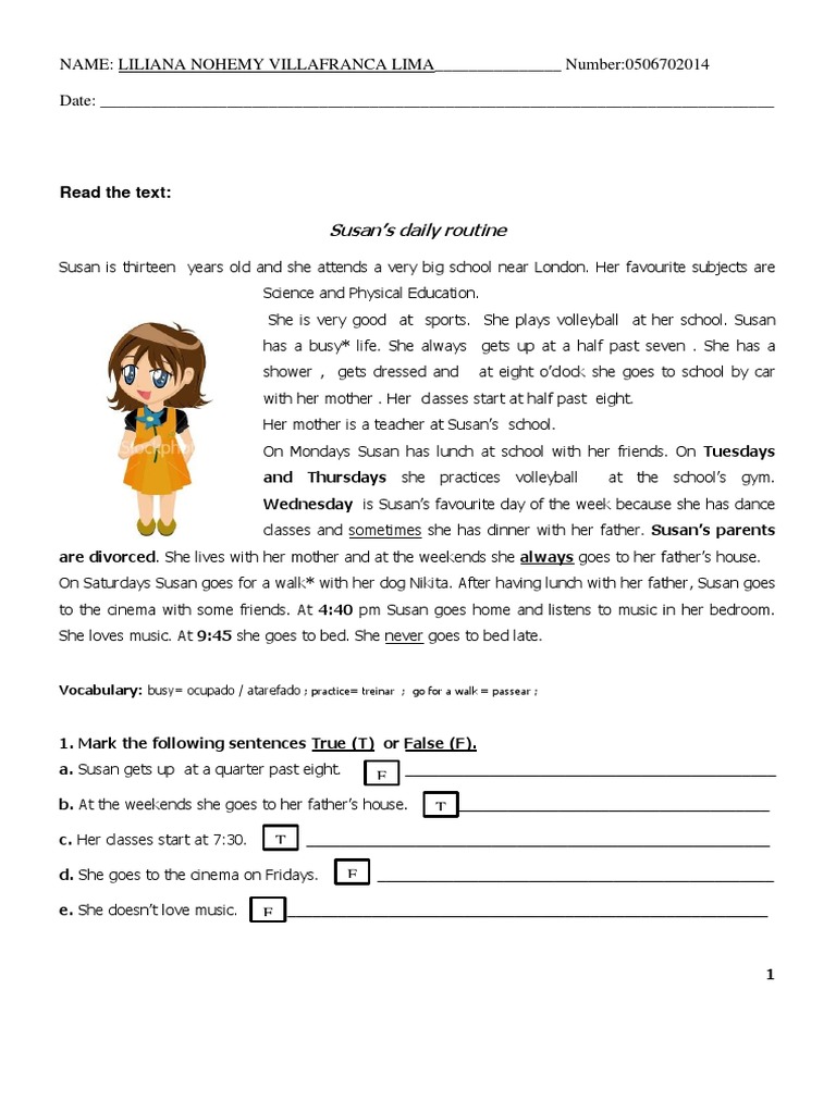 Teste Daily Routine 6deb | PDF | Workweek And Weekend
