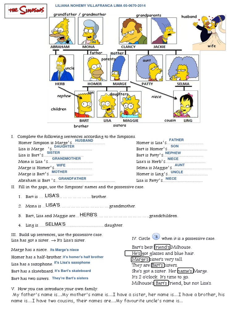 the-simpsons-possessive-case-and-members-of-family | PDF | Lisa Simpson ...