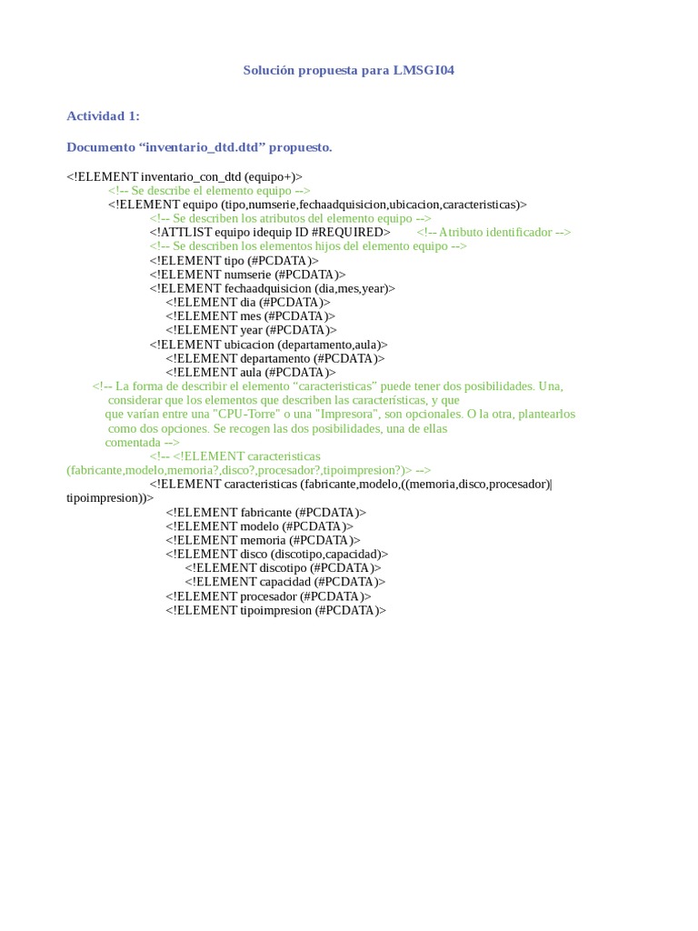 SolucionPropuesta Tarea LMSGI04 | PDF | Xml | Modelo de datos