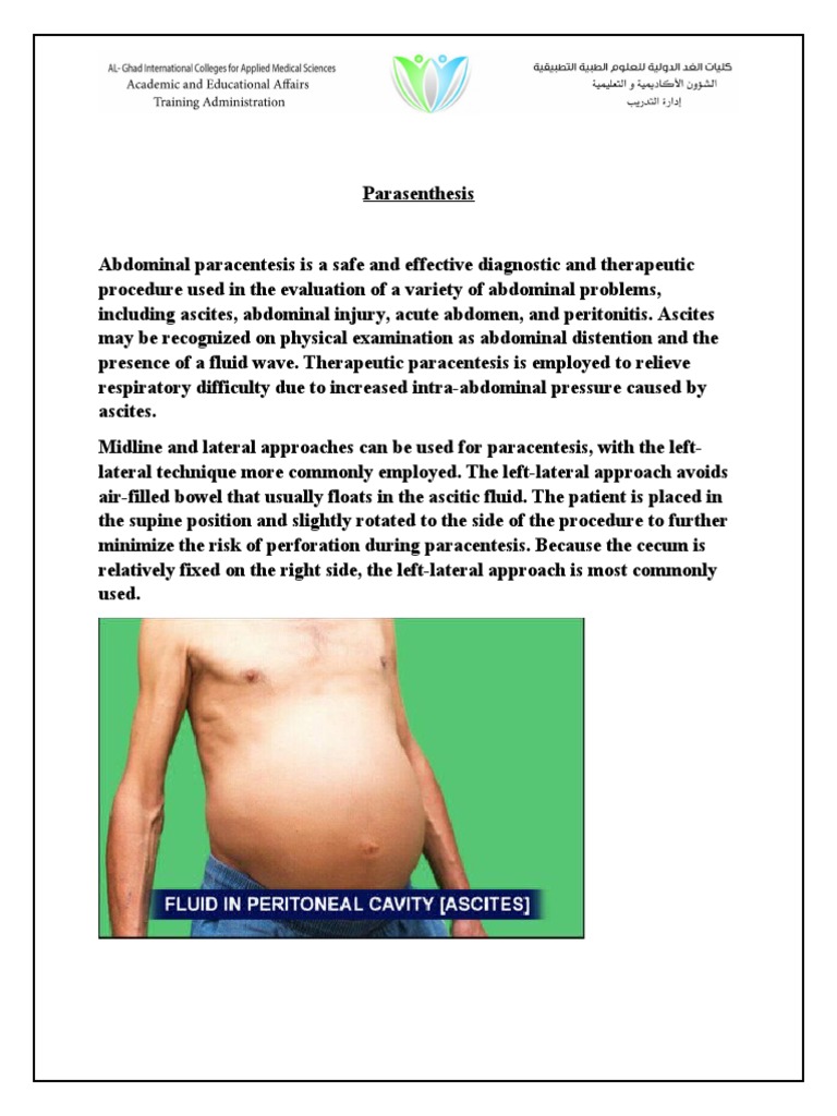 Paracenthesis | PDF | Abdomen | Causes Of Death