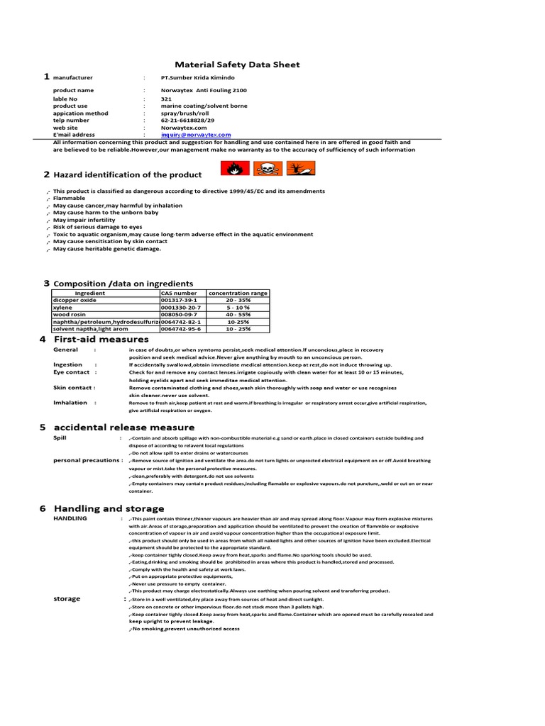 Understanding the Hazards: Material Safety Data Sheet for Norwaytex ...