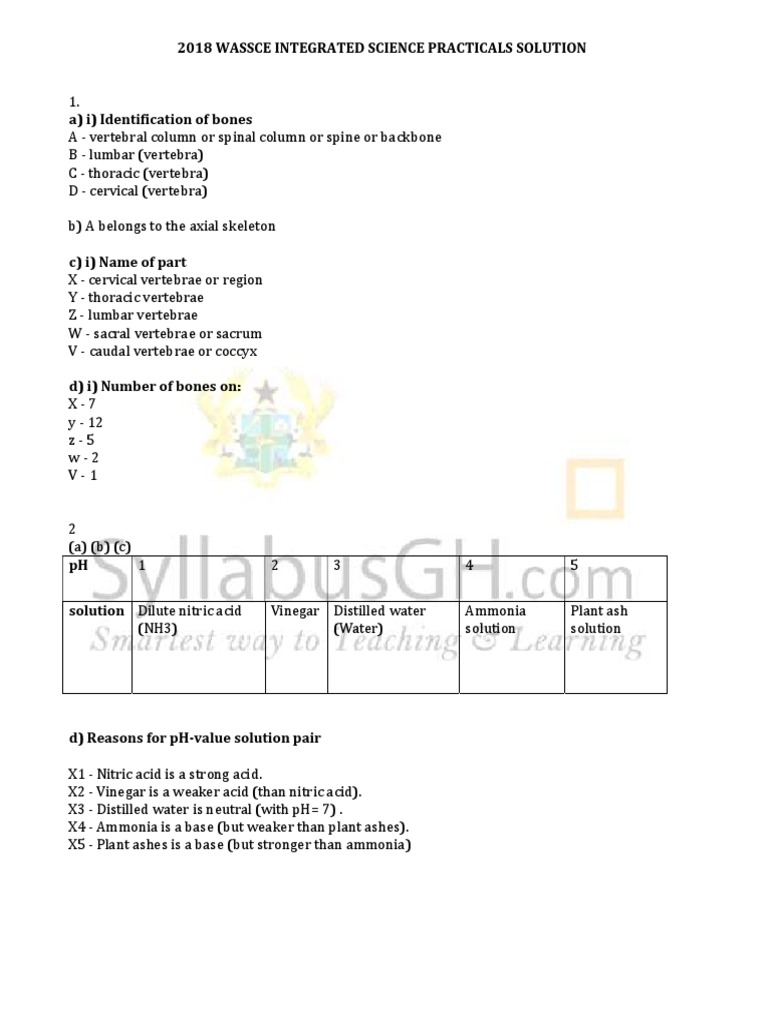 2018 Wassce Integrated Science Practicals Solution | PDF