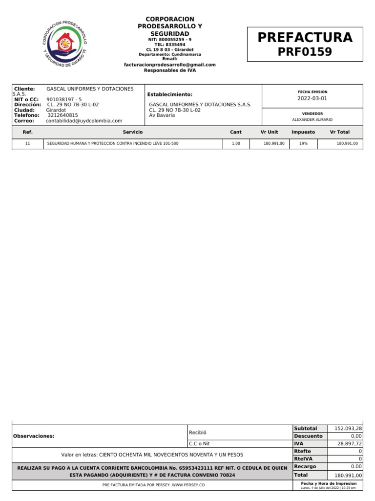 0159 - PreFactura | PDF