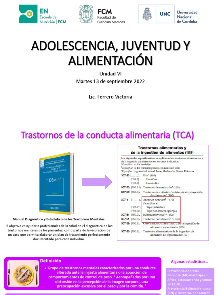 Tca - Adolescencia, Juventud y Alimentación | Descargar gratis PDF | Desorden alimenticio ...