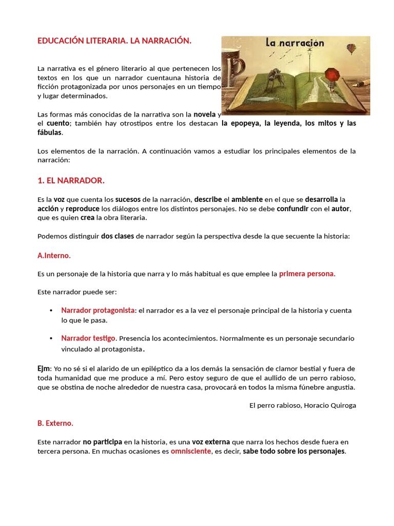 La Narración Educación Literaria Tema 9 | PDF | Narración | Narrativa