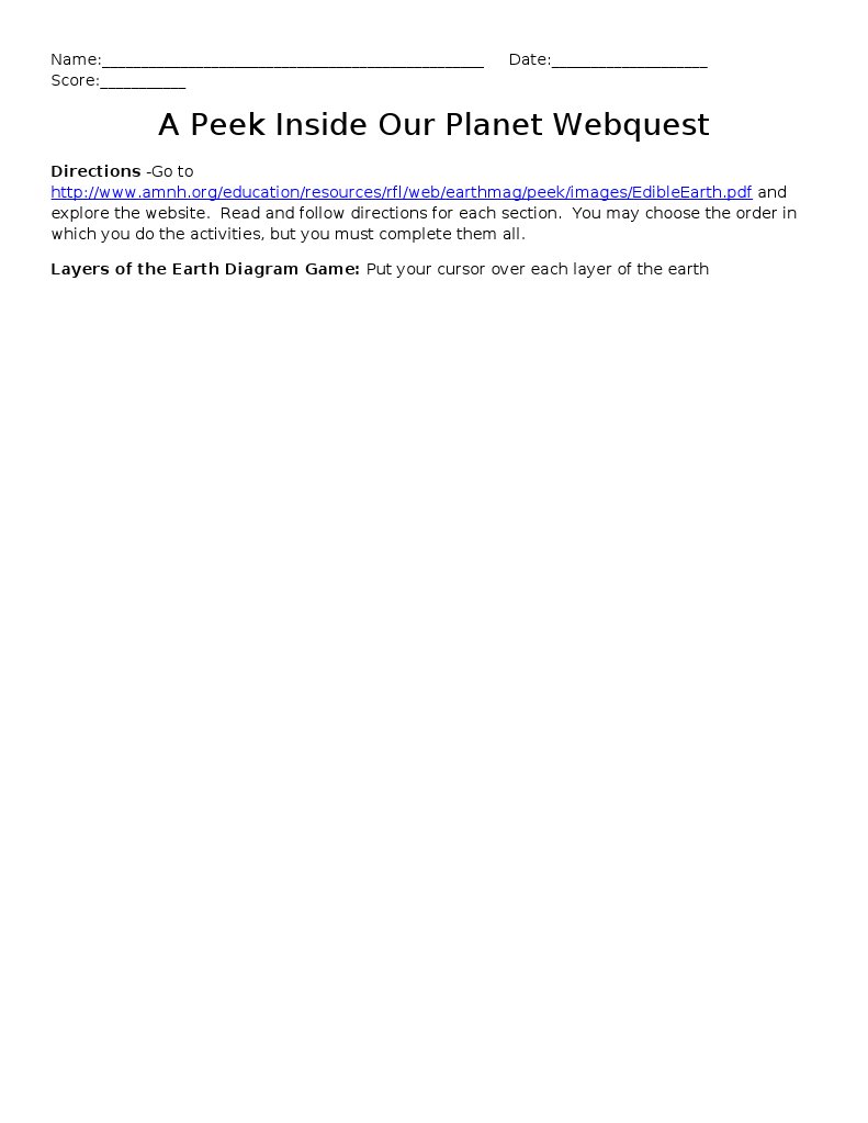 Earth's Layers Webquest | PDF