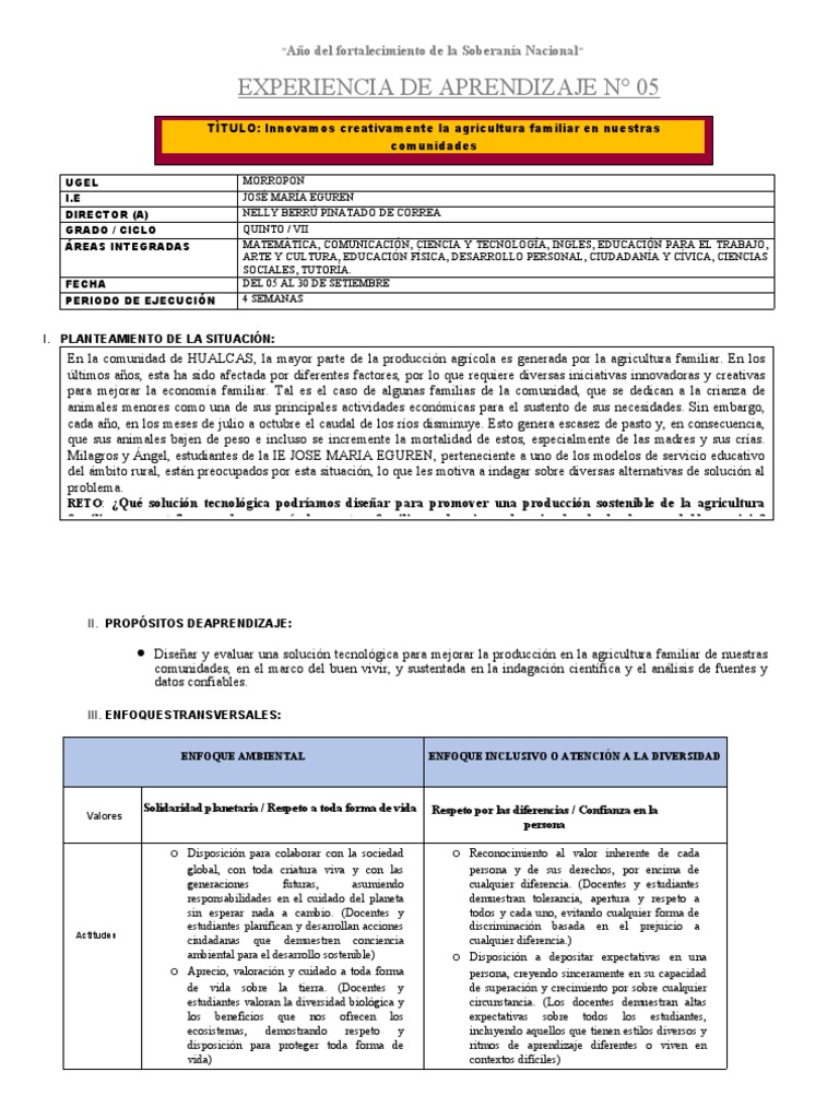 Listo - Experiencia de Aprendizaje #05 - Quinto | PDF | Evaluación | Aprendizaje