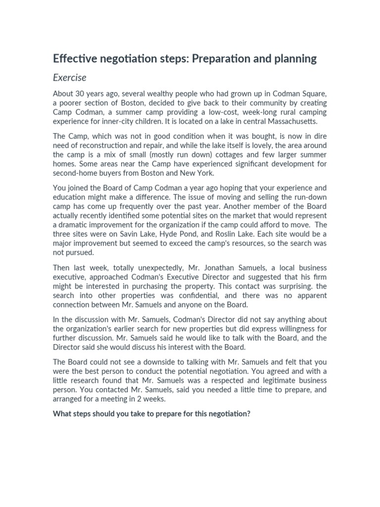 Effective Negotiation - Preparation | PDF | Politics | Travel