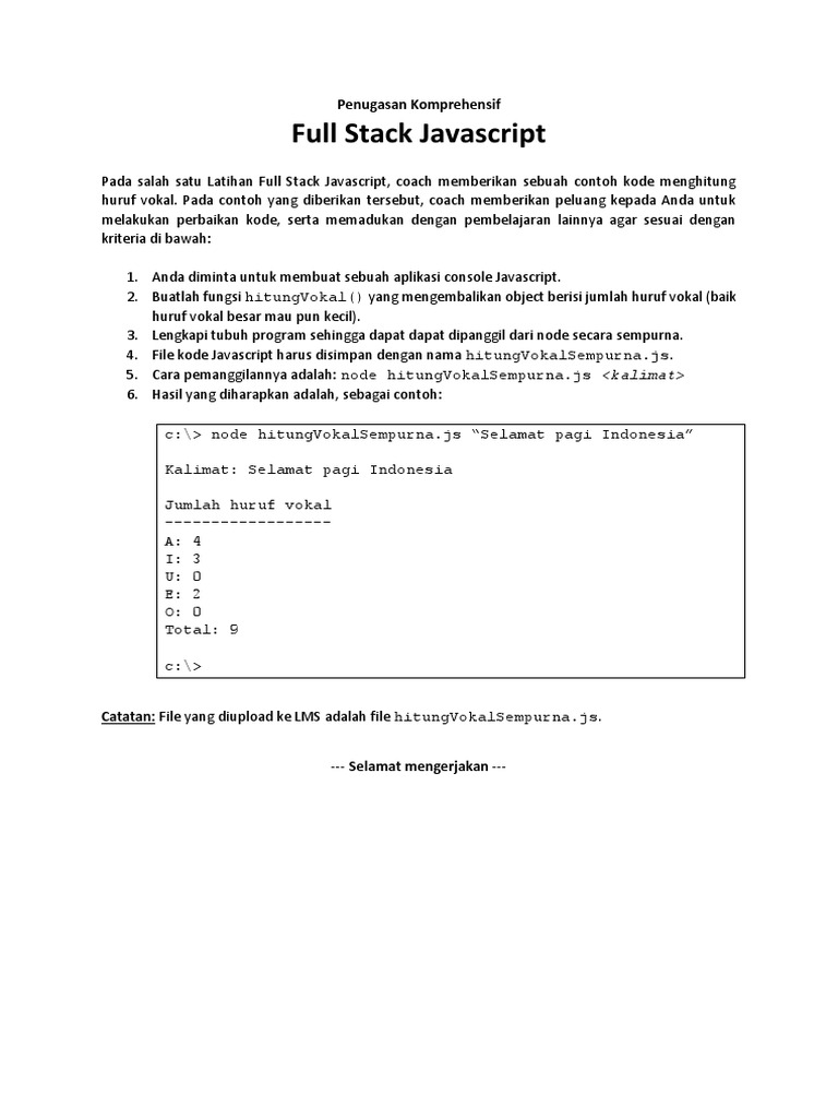 Hitung Huruf Vokal dengan Javascript | PDF | Metode & Bahan Ajar | Komputer