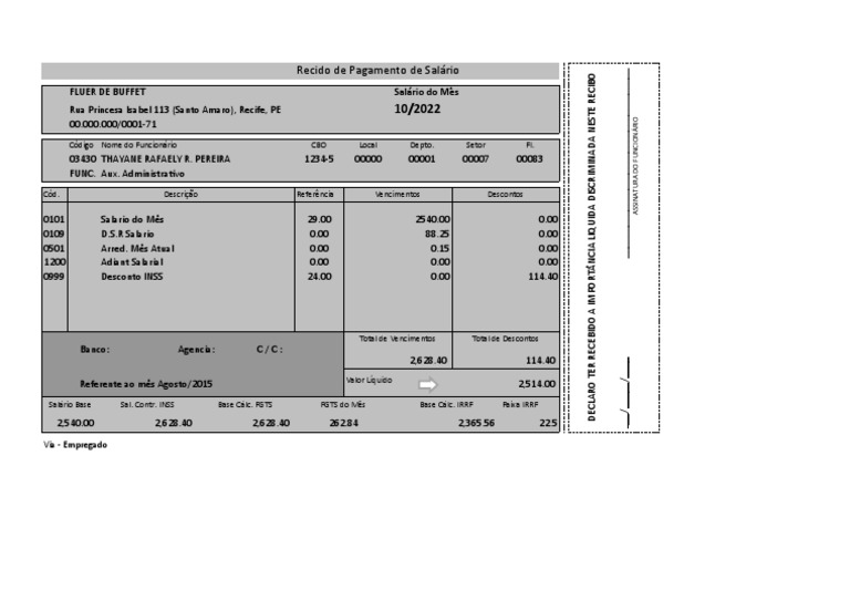 Modelo Holerite 2017 | PDF | Emprego | Economias