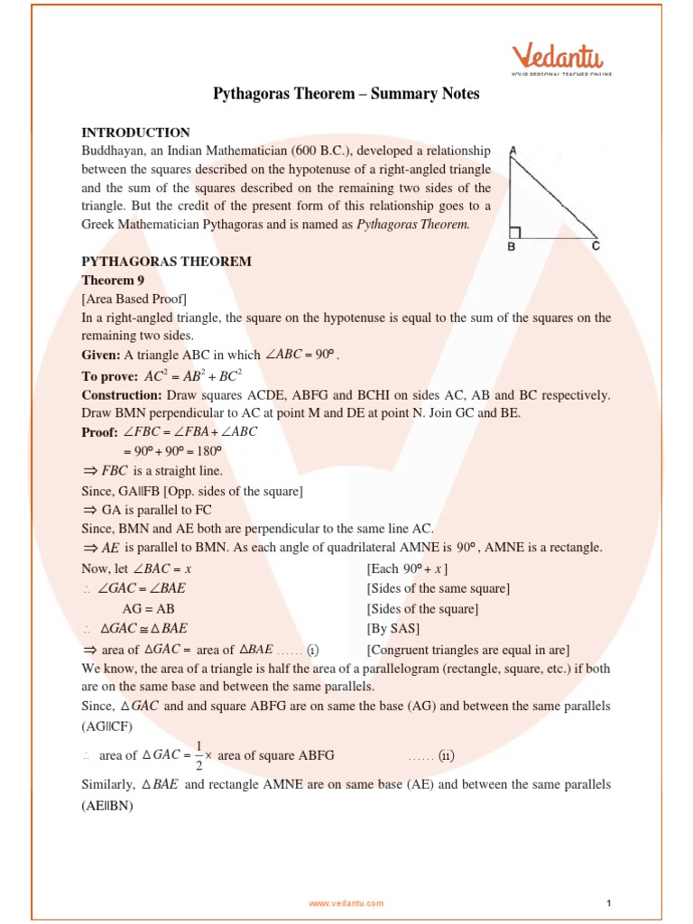 Class 9 Mathematics Chapter 13 Revision Notes Pdf Triangle Area
