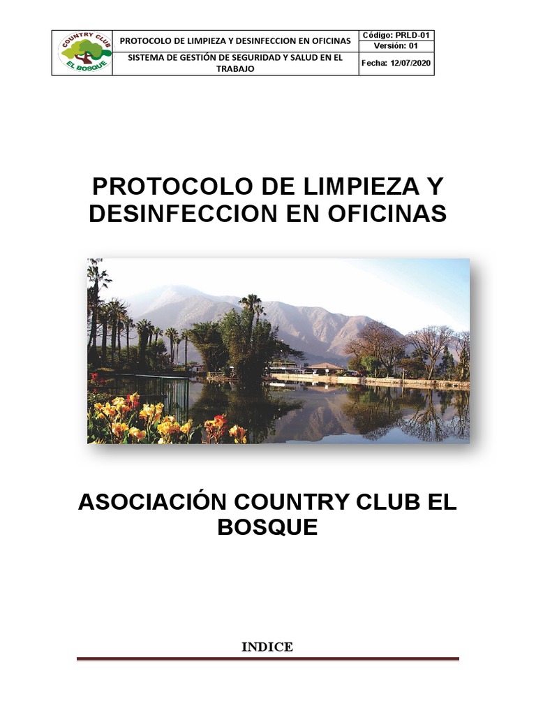 Protocolo de Limpieza y Desinfeccion en Oficinas | PDF | Administración de Seguridad y Salud ...