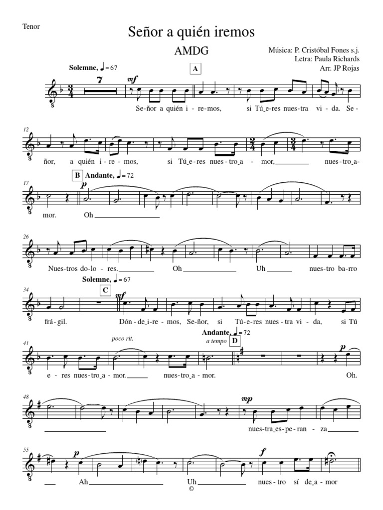 Señor A Quién Iremos Capella - Tenor | PDF