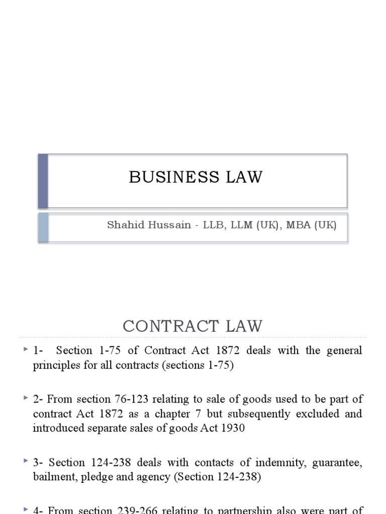 B L Contract Lecture 1 Part I | PDF | Consideration | Contract Law