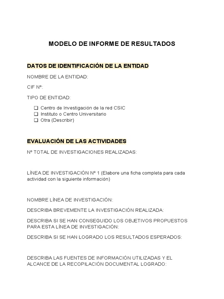 Modelo de Informe de Resultados | PDF | Derecho
