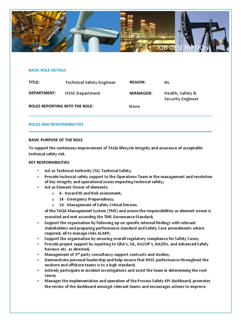 Technical Safety Engineer Job Overview | PDF | Safety | Risk