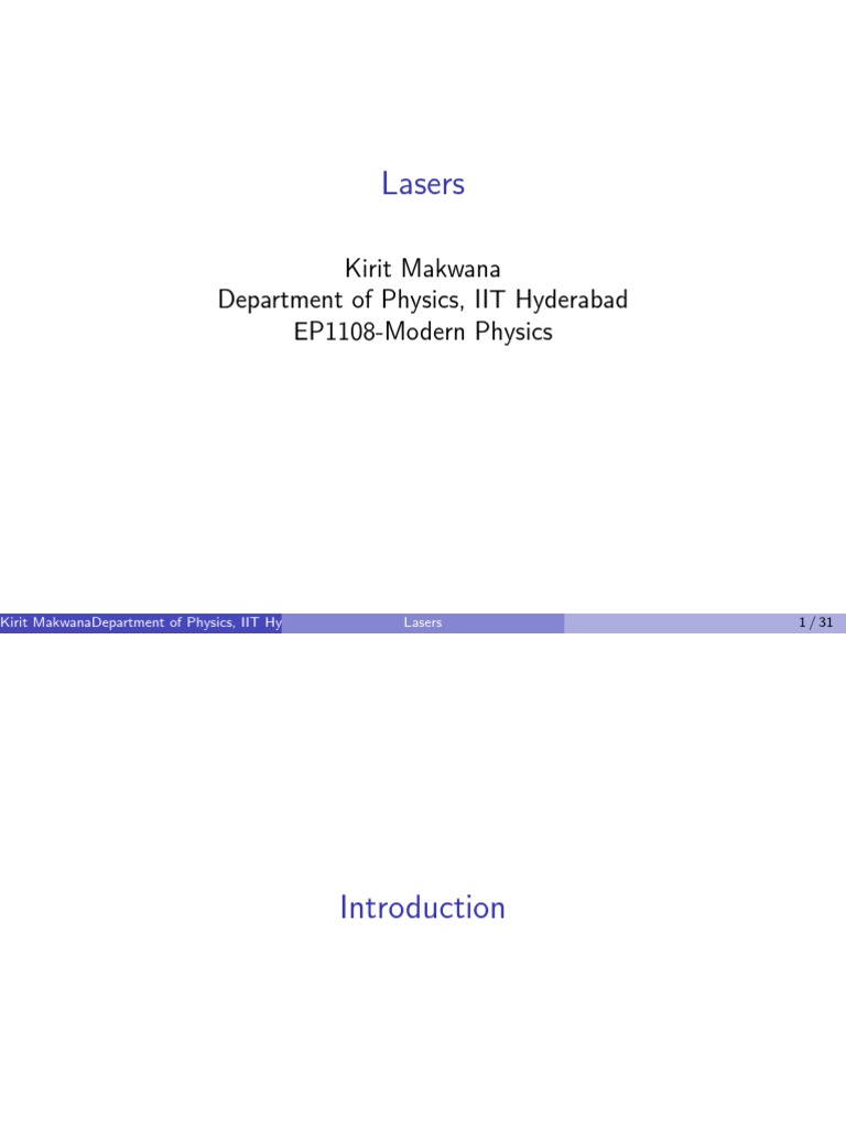 Lecture Laser | PDF | Laser | Photon
