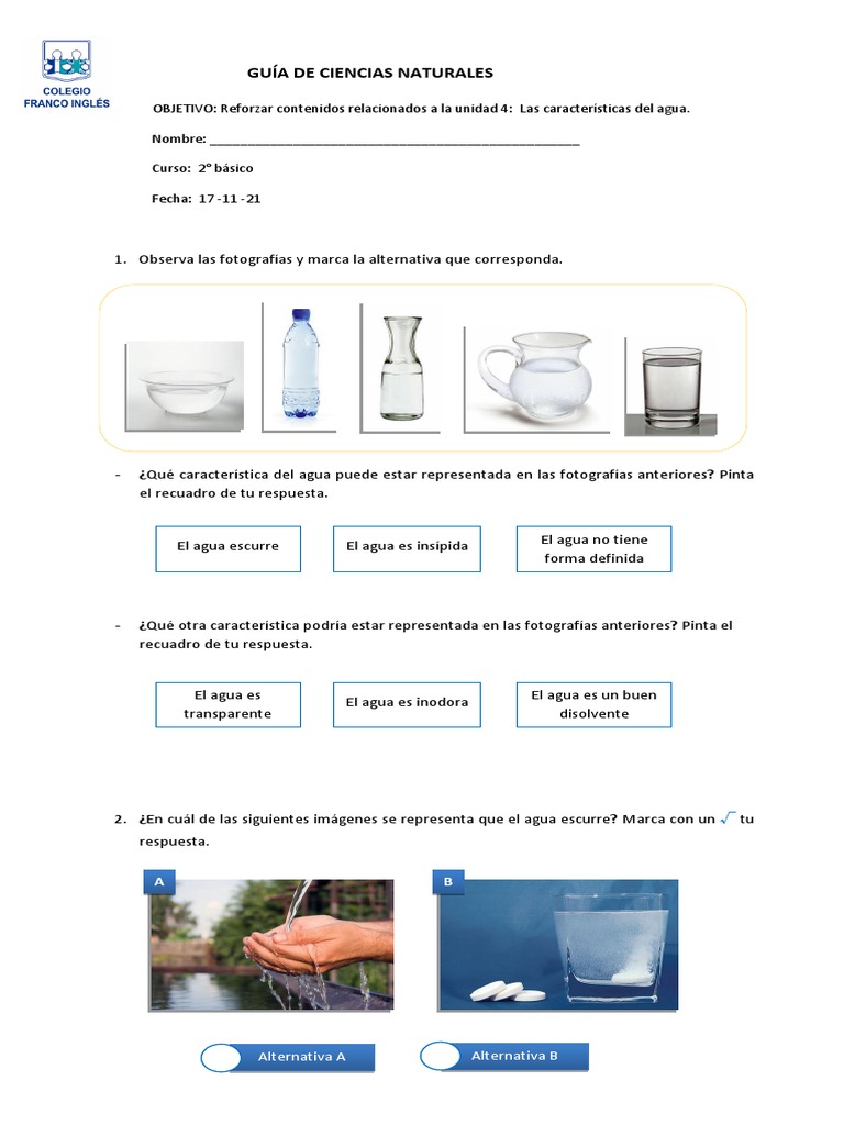 Guía de Cs. Naturales 2° Básico | PDF | Agua | Química