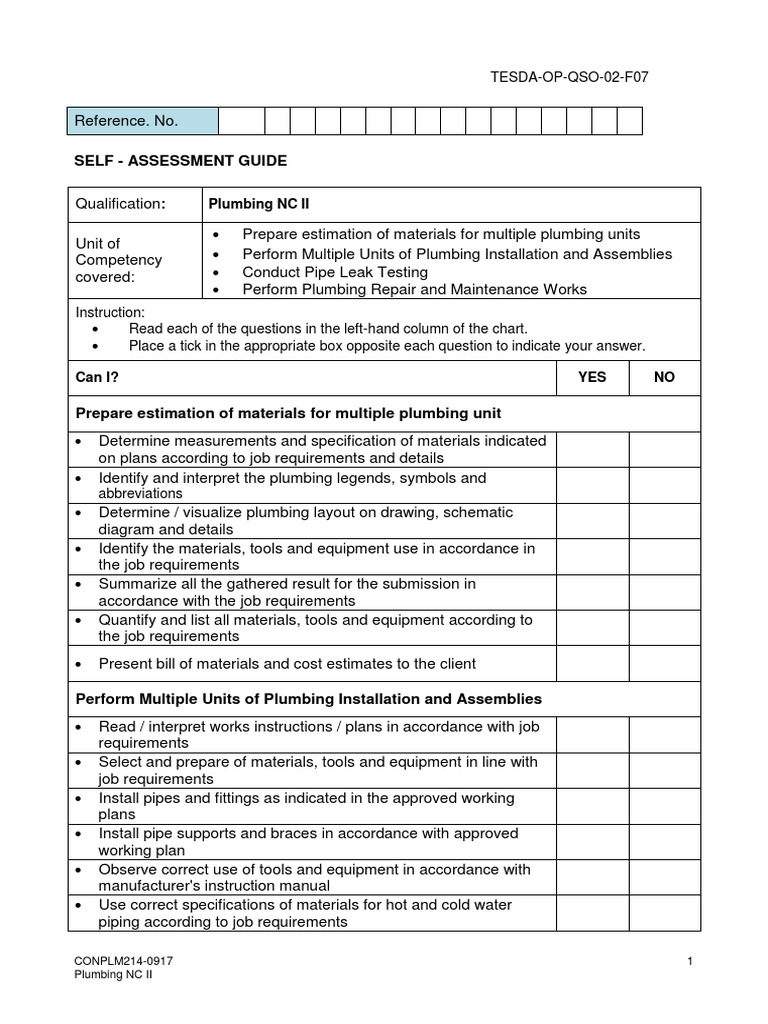Sag - Plumbing Nc II | PDF | Plumbing | Civil Engineering
