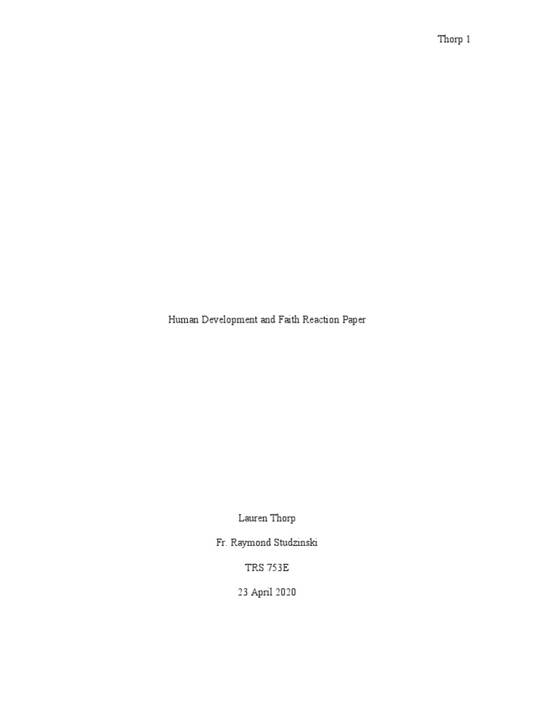 Human Development and Faith Reaction Paper | PDF | Developmental ...