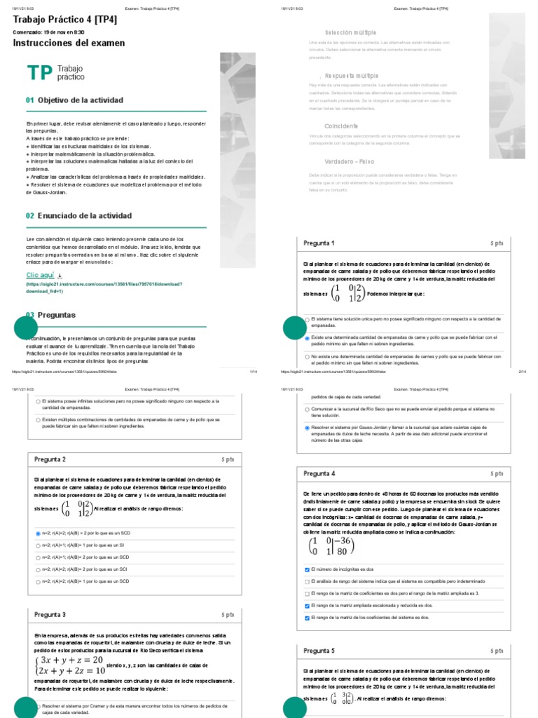 TP 4 - Algebra - 90% | PDF