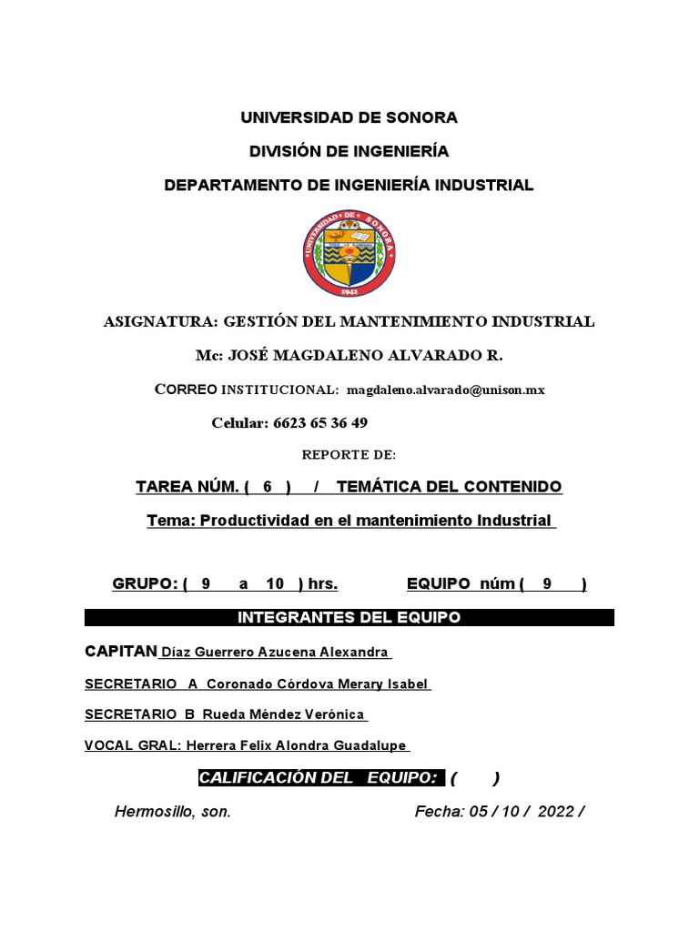Tarea 06 Mantenimiento | PDF