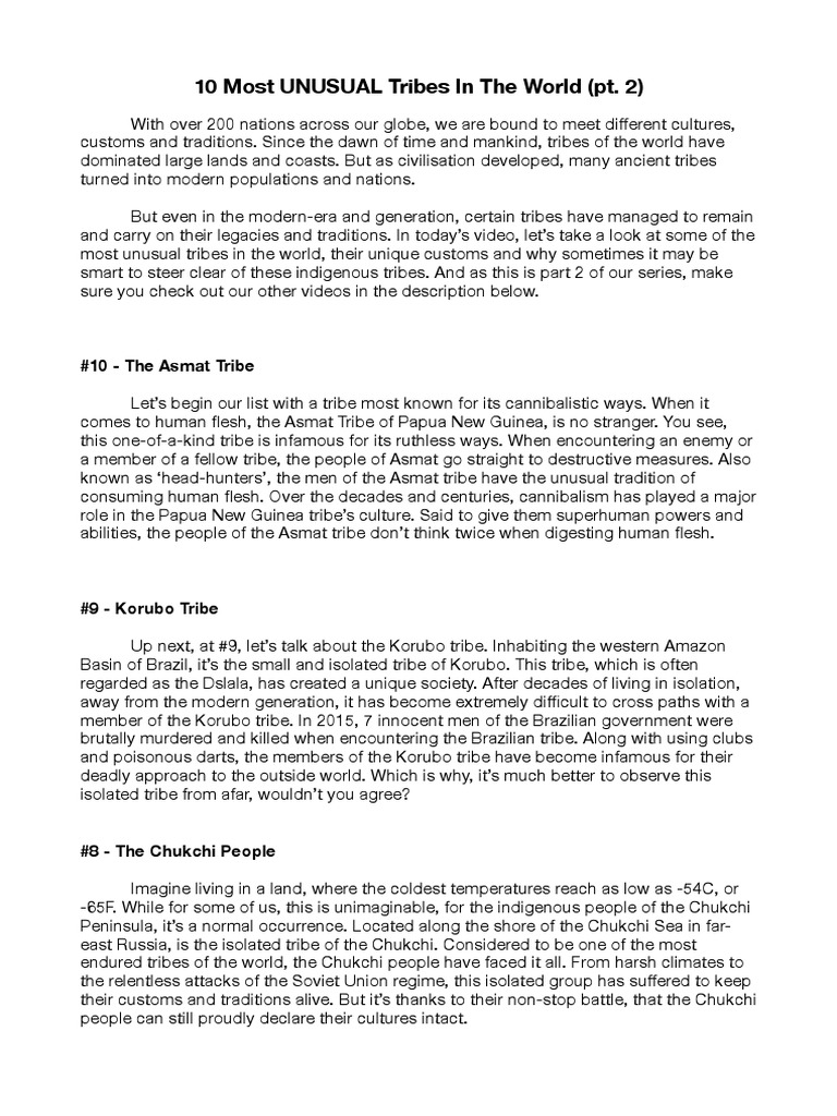 10 Most UNUSUAL Tribes in The World (Pt. 2) | PDF | Foreign Language ...