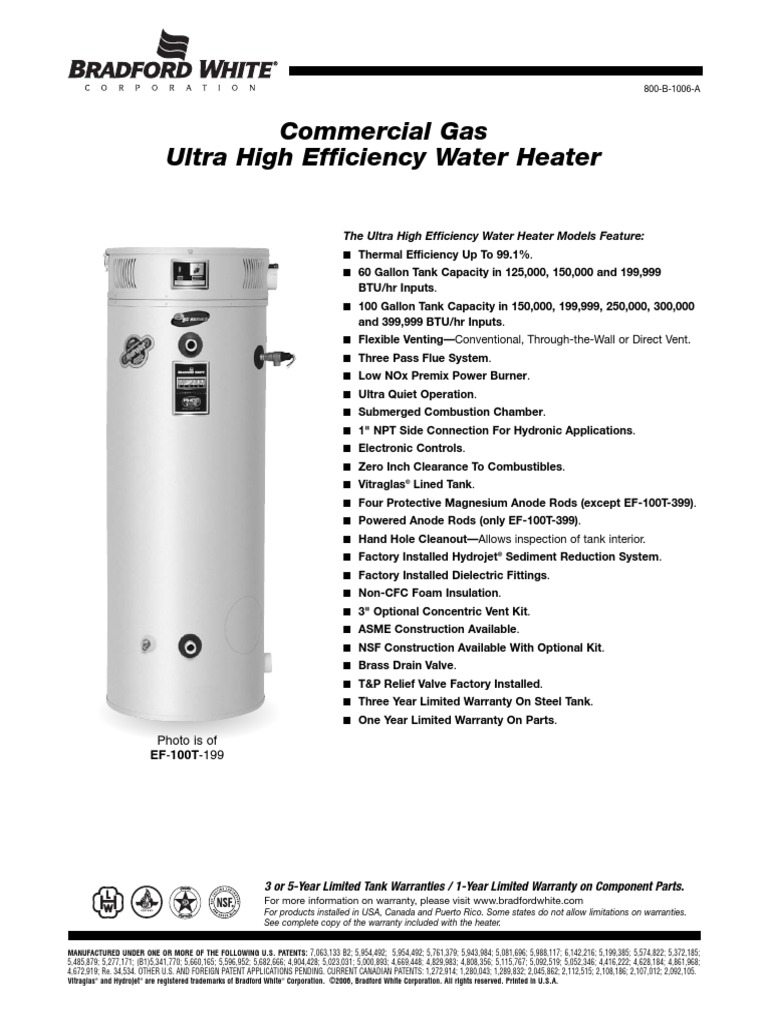Ef100t-1 Ficha Tecnica | PDF | Water Heating | Combustion