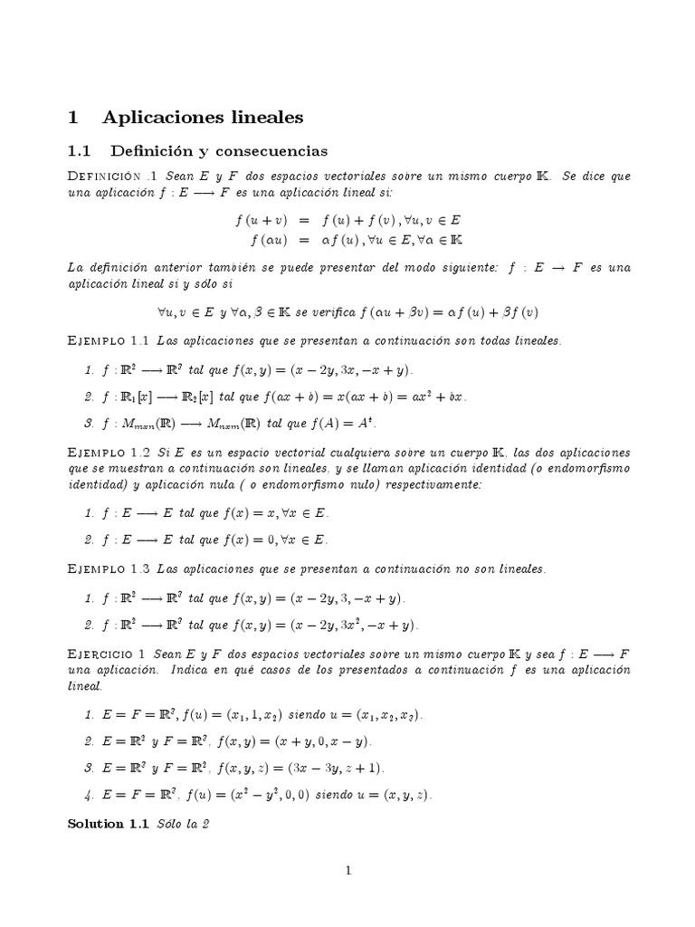 Aplicaciones Lineales | PDF | Matriz (Matemáticas) | Mapa lineal