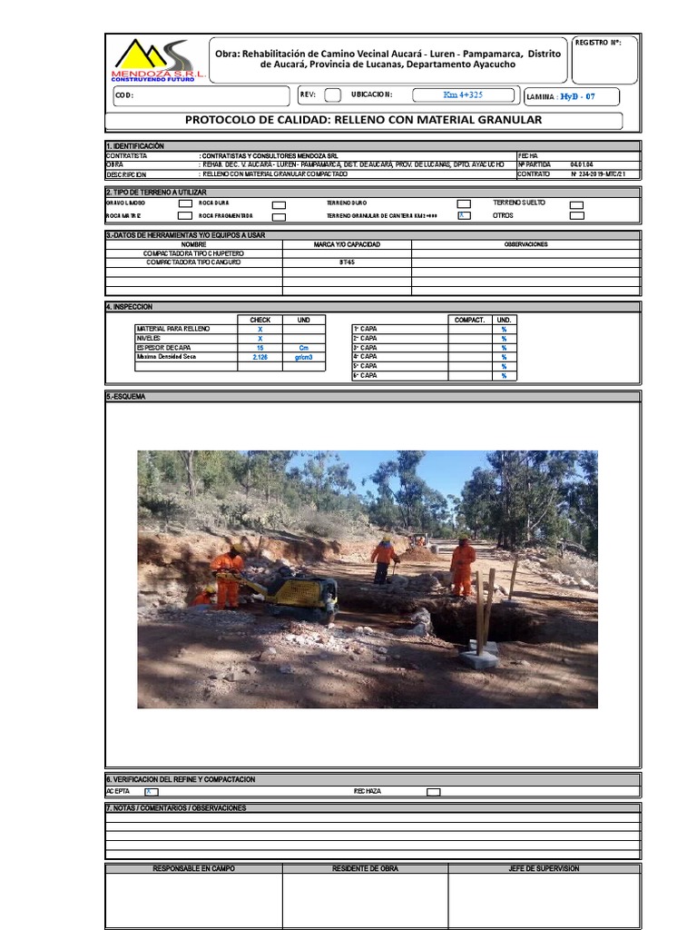 Rehabilitación de camino rural en Perú: Protocolos de calidad y ...