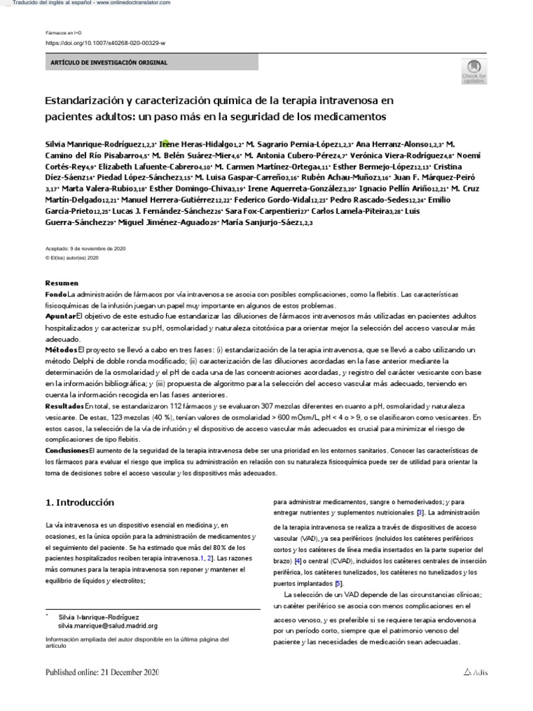 Flebitis Química Pdf Terapia Intravenosa Medicamentos Con Receta