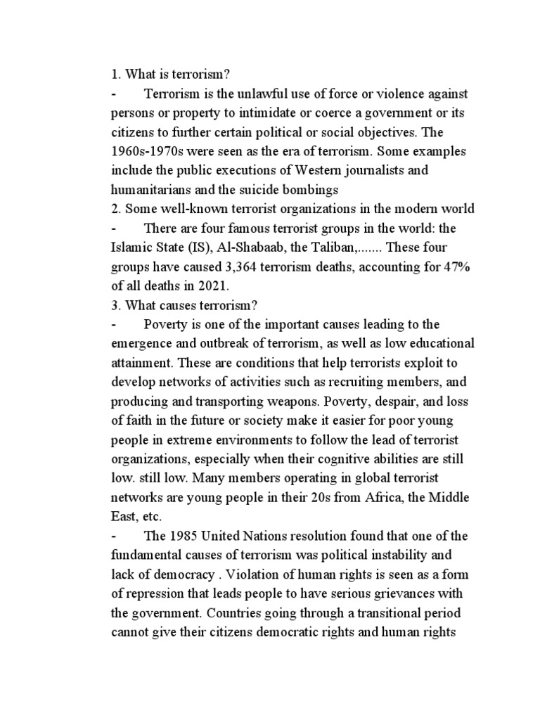 What Is Terrorism | PDF | Violence | International Relations
