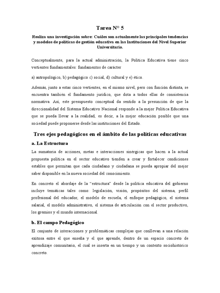 Tendencias de La Educ - Sup. - Tarea 5 | PDF | Maestros | Desigualdad social