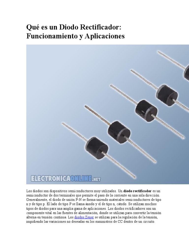 Qué Es Un Diodo Rectificador | PDF | Diodo | Rectificador