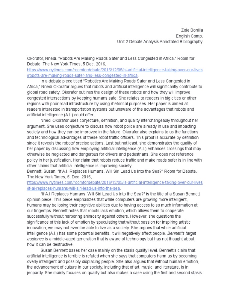 Unit 2 Annotated Bibliography | PDF | Artificial Intelligence ...