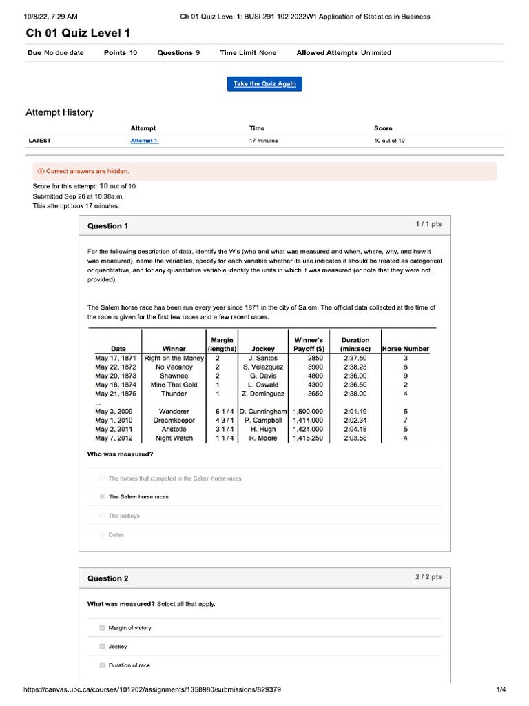 CH 01 Quiz Level 1 | PDF