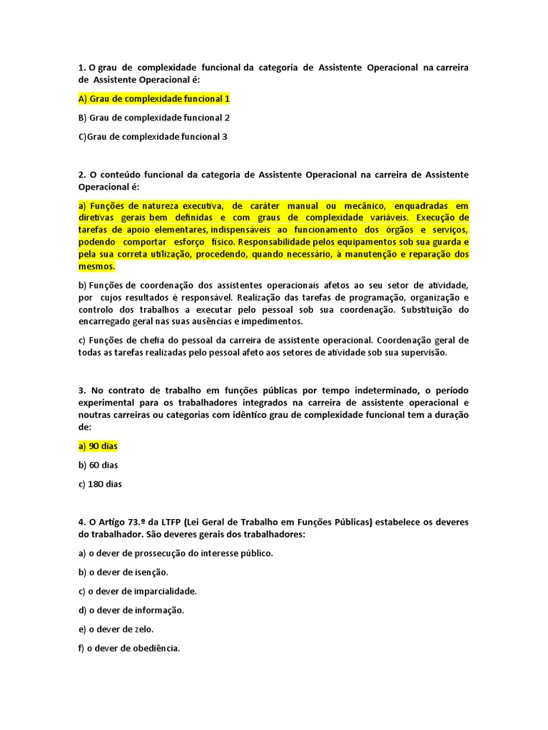 Prova de Conhecimentos Assistente Operacional | PDF | Férias ...